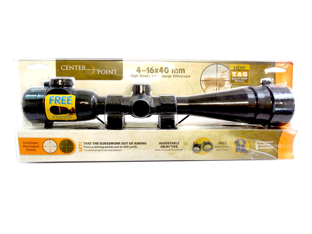 CenterPoint 4-16x40 AO High Power, Long Range Rifle Scope - Baker Airguns