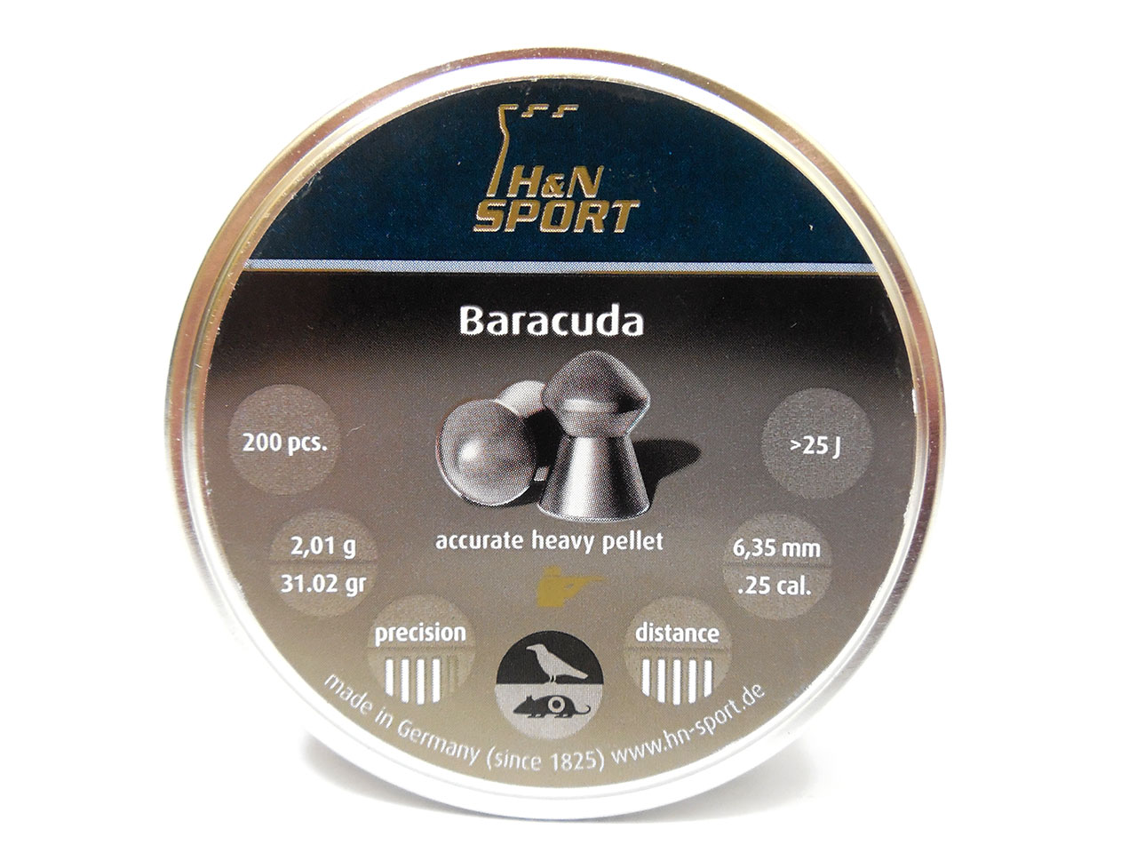 H&N Sport Baracuda Pellets | .25 cal, 31.02gr, 6.35 hs, 200 pcs - Baker ...