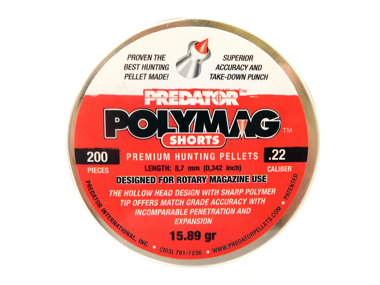 Predator Polymag Shorts .22 cal, 15.89gr, Pointed, 200ct - Baker Airguns